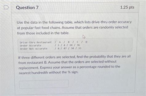 solved use the data in the following table which lists
