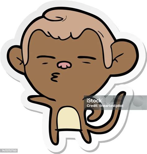 Autocollant Dun Singe Suspect De Dessin Animé Vecteurs Libres De Droits