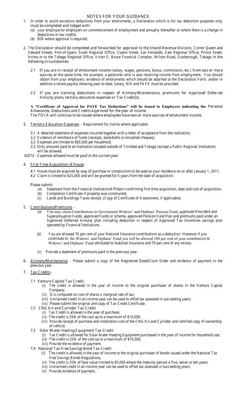 Form T D Fill Out Sign Online And Download Printable PDF Trinidad And Tobago Templateroller
