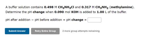 solved a buffer solution contains 0 498 m ch3nh3cl and 0 317