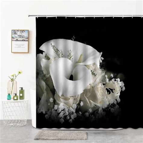 Red Rose Shower Curtain Plant Flowers Printing Bathroom Curtain D Print Bath Courtains Home