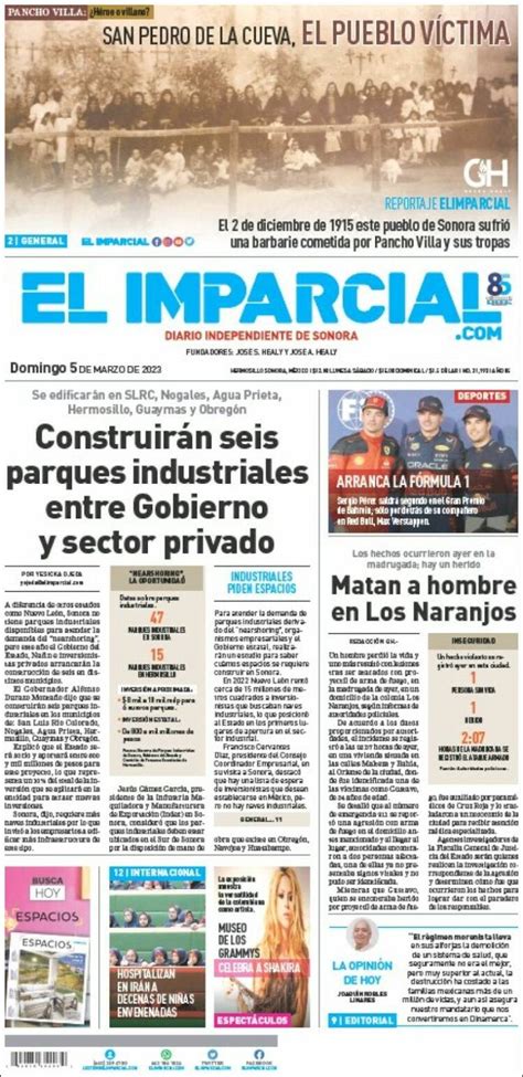 Periódico El Imparcial México Periódicos De México Edición De