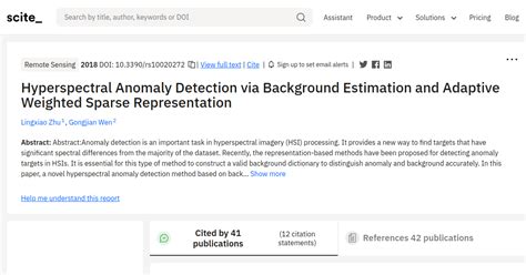 Citation Report Hyperspectral Anomaly Detection Via Background