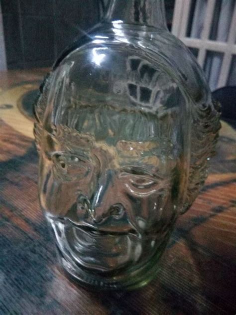 Collectible Old Monk Glass Face Bottle The Legend Made In India On
