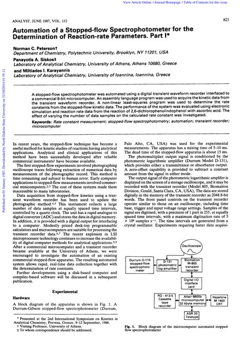 Pdf Automation Of A Stopped Flow Spectrophotometer For The Determination Of Reaction Rate