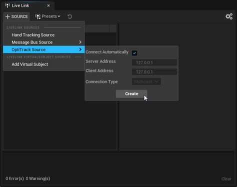 Unreal Engine Optitrack Live Link Plugin External Optitrack