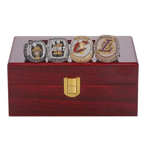 Lebron James Championship 4 Ring Set Lakers Cavaliers Heat Bonus Display Box Basketball Rings