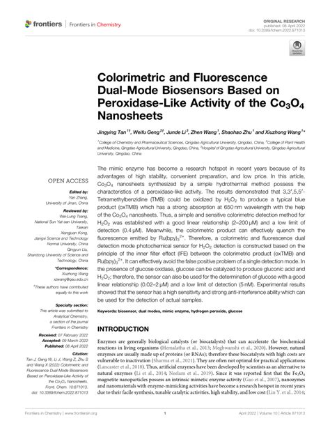 Pdf Colorimetric And Fluorescence Dual Mode Biosensors Based On
