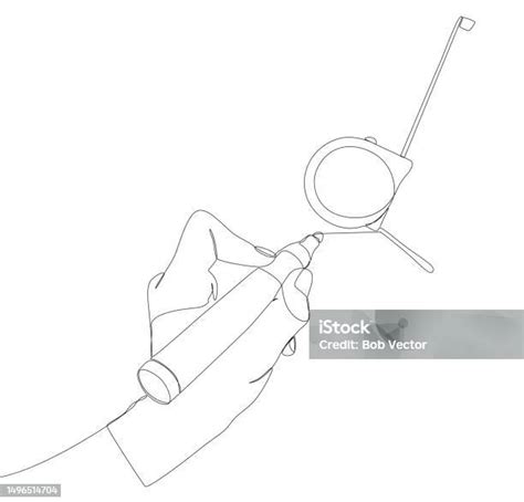 펠트 펜으로 그려진 눈금자 테이프의 연속 라인 Thin Line Illustration 벡터 개념은 측정기입니다 등고선 그리기 창의적인 아이디어 개선에 대한 스톡 벡터 아트