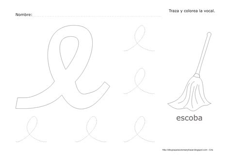 Dibujos Para Colorear Y Trazar Trazar Y Colorear La Vocal E De Escoba