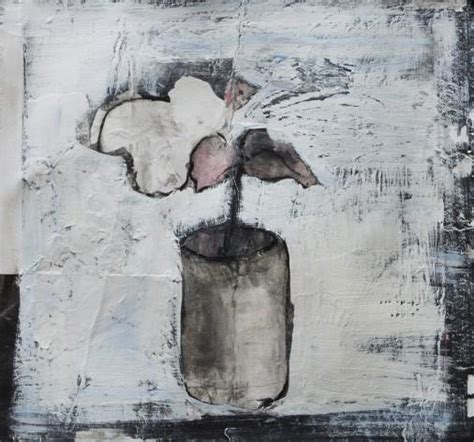 Купити картину «Біла квітка абстракція акрилом на папері в стилі абстрактний експресіонізм