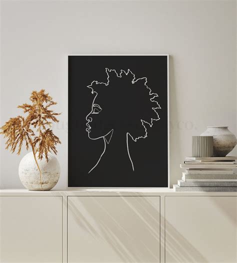 Black Woman Portrait Line Drawing African American Woman Line Etsy