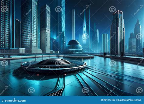 futuristic 3d rendering unveils an empty stage within a digital