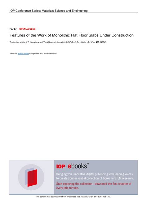 Pdf Features Of The Work Of Monolithic Flat Floor Slabs Under