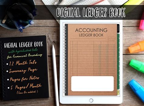 Digital Ledger Book With Month Tabs For Goodnotes A Notebook For Recording Personal Expense