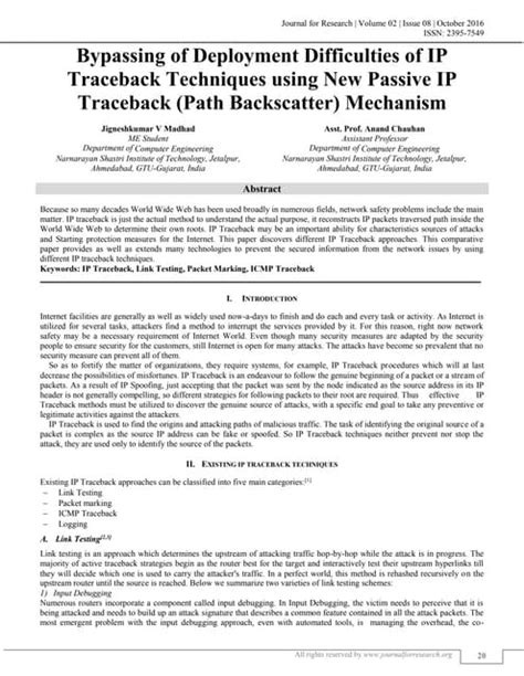 bypassing of deployment difficulties of ip traceback techniques using