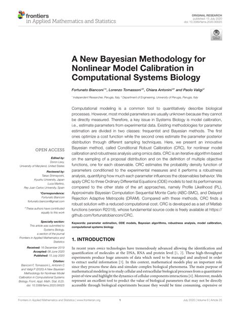 Pdf A New Bayesian Methodology For Nonlinear Model Calibration In