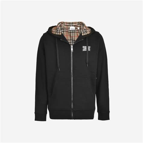 버버리 호브 체크 후드 집업 블랙 Burberry Kream