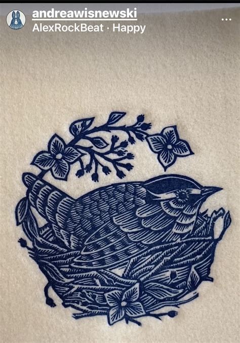 Blue Bird Linocut Print
