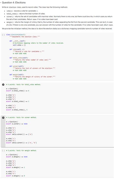 Solved Python Please Write An Election Class Used To Chegg