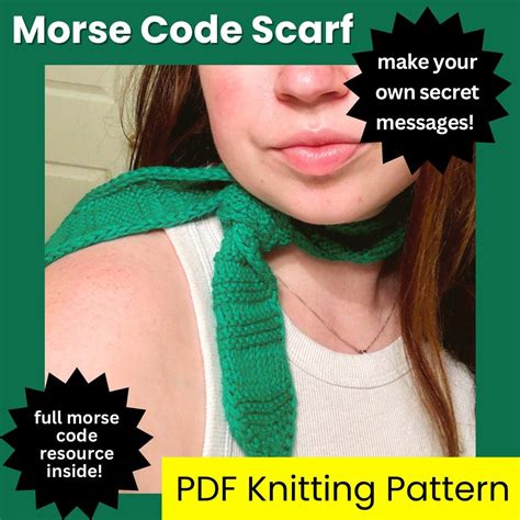 Morse Code Scarf Pdf Knitting Pattern Digital Download Etsy