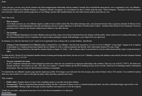 Convicted Sex Offender Stephanie Almand Uses The Alias Valerie Harper To Work As A Paralegal In