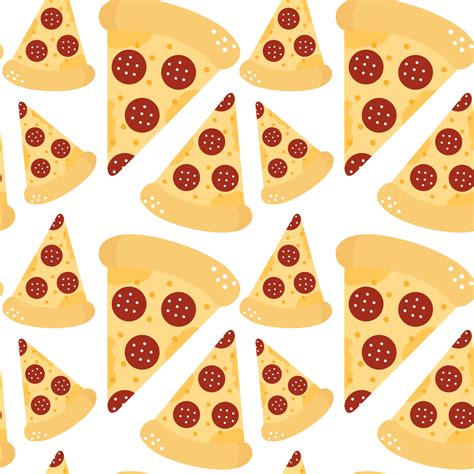 Pizza Seamless Pattern In Cartoon Style Pepperoni Fast Food Wrapping