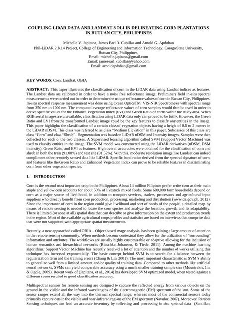 Pdf Coupling Lidar Data And Landsat 8 Oli In Couplinglida