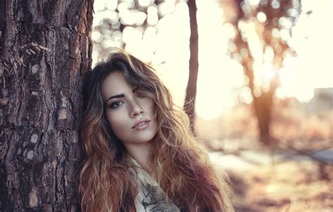 Wallpaper Long Hair Nature Woman Tree Bokeh Sunlight For Mobile