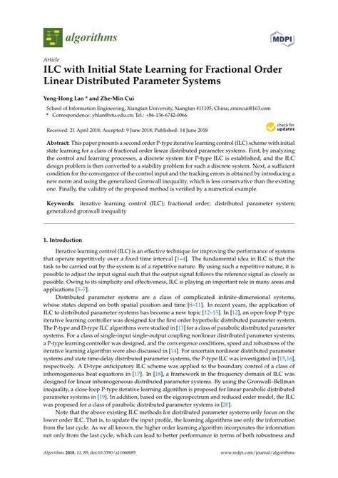 Pdf Ilc With Initial State Learning For Fractional Order Linear Distributed Parameter Systems