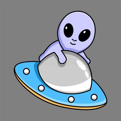 Cute Alien Flying With Ufo Cartoon Stock Vector Illustration Of