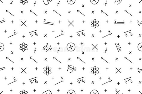 Mathematical Vector Seamless Pattern With Handwritten Algebra Formulas Equations And Hand Drawn