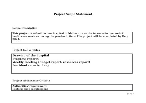 Project Scope Statement Project Scope Statement Scope Description