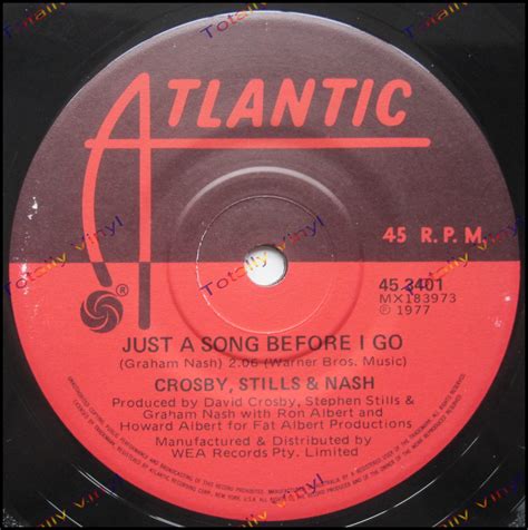 Totally Vinyl Records Crosby Stills And Nash Just A Song Before I