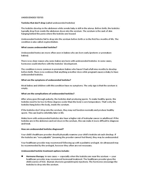 Undescended Testes Pdf Testicle Causes Of Death