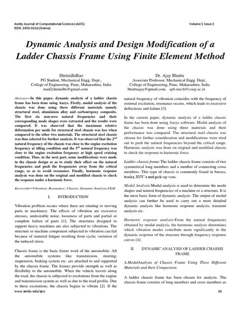 10dynamic Analysis And Design Modification Of A Ladder Chassis Frame Using Finite Element Method