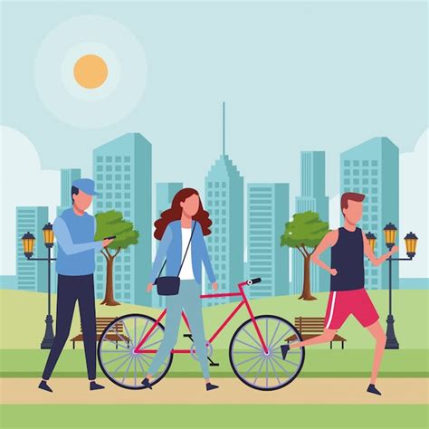 Gente Sin Rostro Fitness Vector Premium