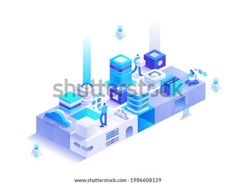 Cloud Computing Technology Isometric Concept People Stock Vector Royalty Free