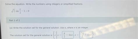 Solved Solve The Equation Write The Numbers Using Integers Chegg