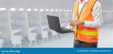 Asian Engineer Woman With Blueprint Standing On White Background With