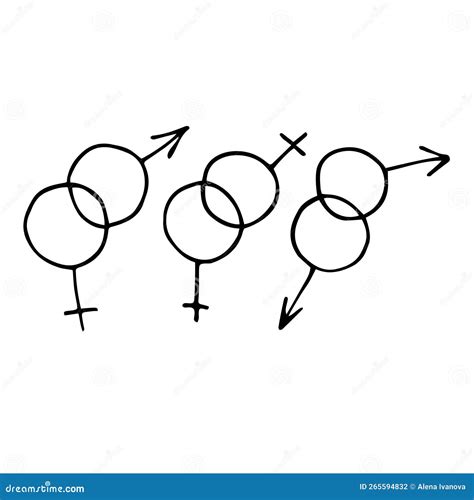 Man And Woman Symbols Doodle Style Vector Illustration Isolated On