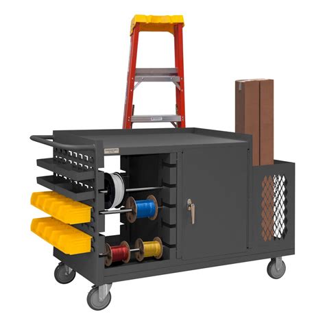 Mobile Wire Spool Cart 8 Rods Louvered Panel Sides American Wire