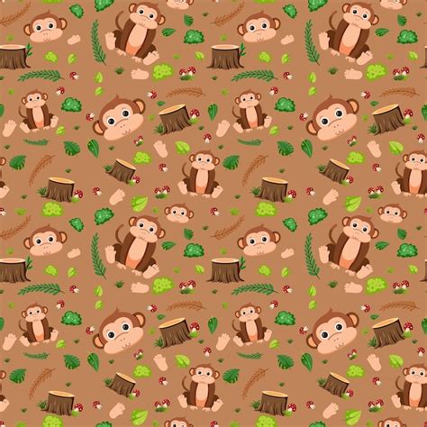 Cute Monkey Pattern Vectors And Illustrations For Free Download