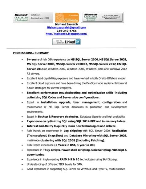 resume pradeep sql dba pdf