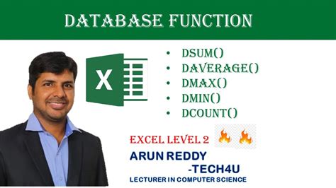 Excel Level 2 Part 54 Database Functions Youtube