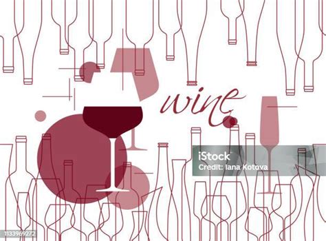와인 병 및 와인 잔과 현대적인 스타일의 배경 시음 메뉴 와인 리스트 레스토랑 와이너리 상점을 위한 디자인 요소 개념에 대한 스톡 벡터 아트 및 기타 이미지 Istock