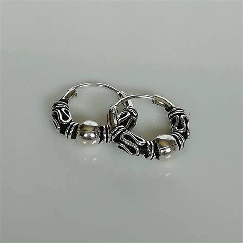 Bali Silver Hoops 12mm Silver Hoops Sliver Ball Hoops Etsy