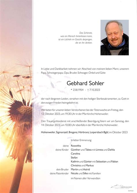 Gebhard Sohler Bestattung Oberhauser