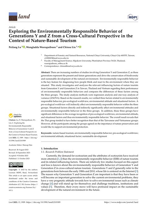 Pdf Exploring The Environmentally Responsible Behavior Of Generations