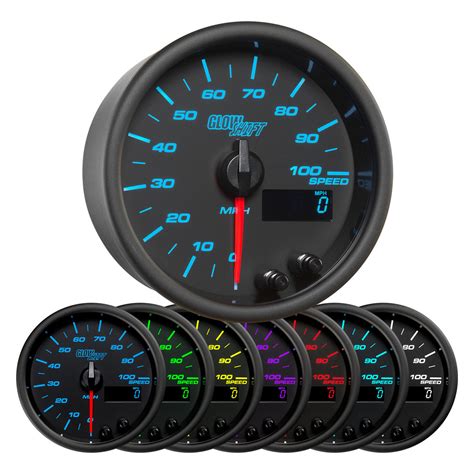 Glowshift Black 7 Color 3 3 8” 85mm 100 Mph In Dash Speedometer
